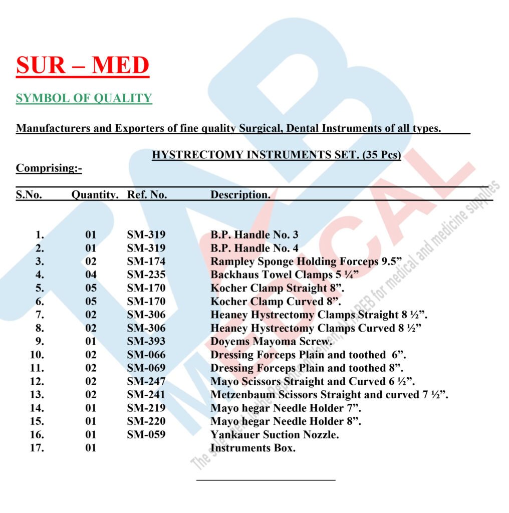Hysterectomy Sur. Instruments Set – ALTABEB MED